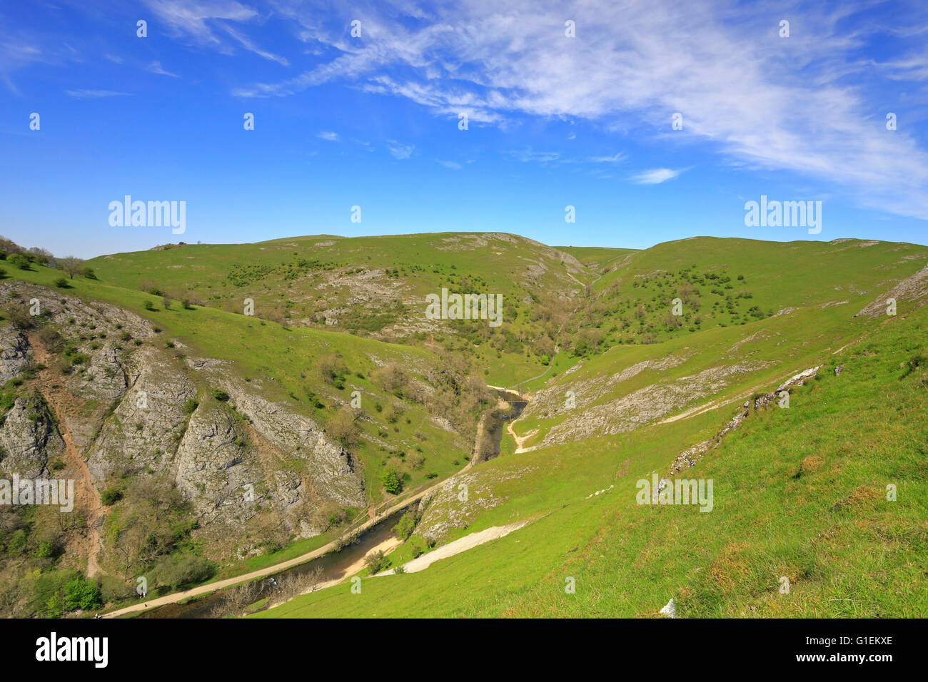 Dovedale and the River Dove from Thorpe Cloud, Peak District National ...