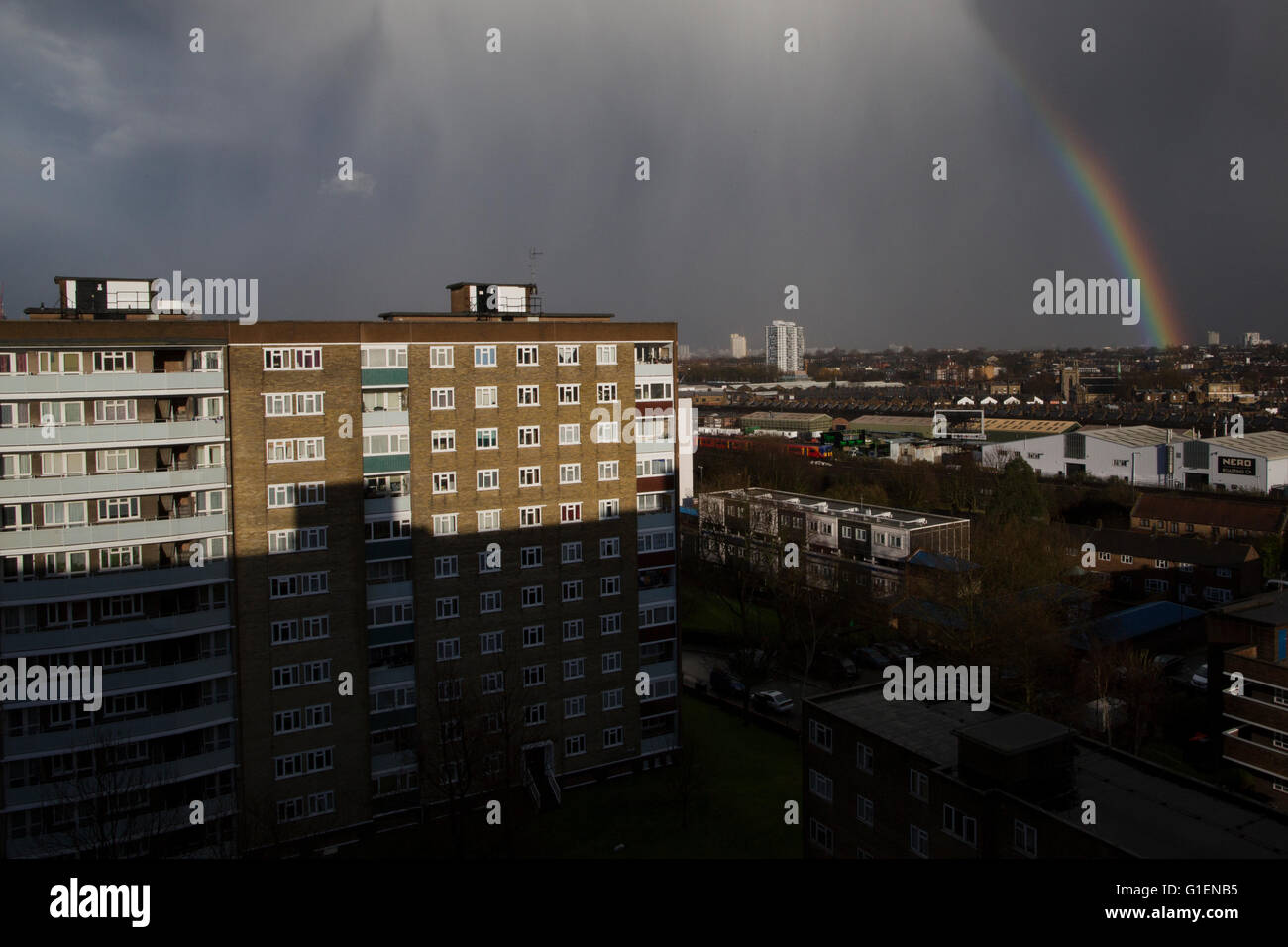 Rainbow in London battersea, UK Stock Photo - Alamy