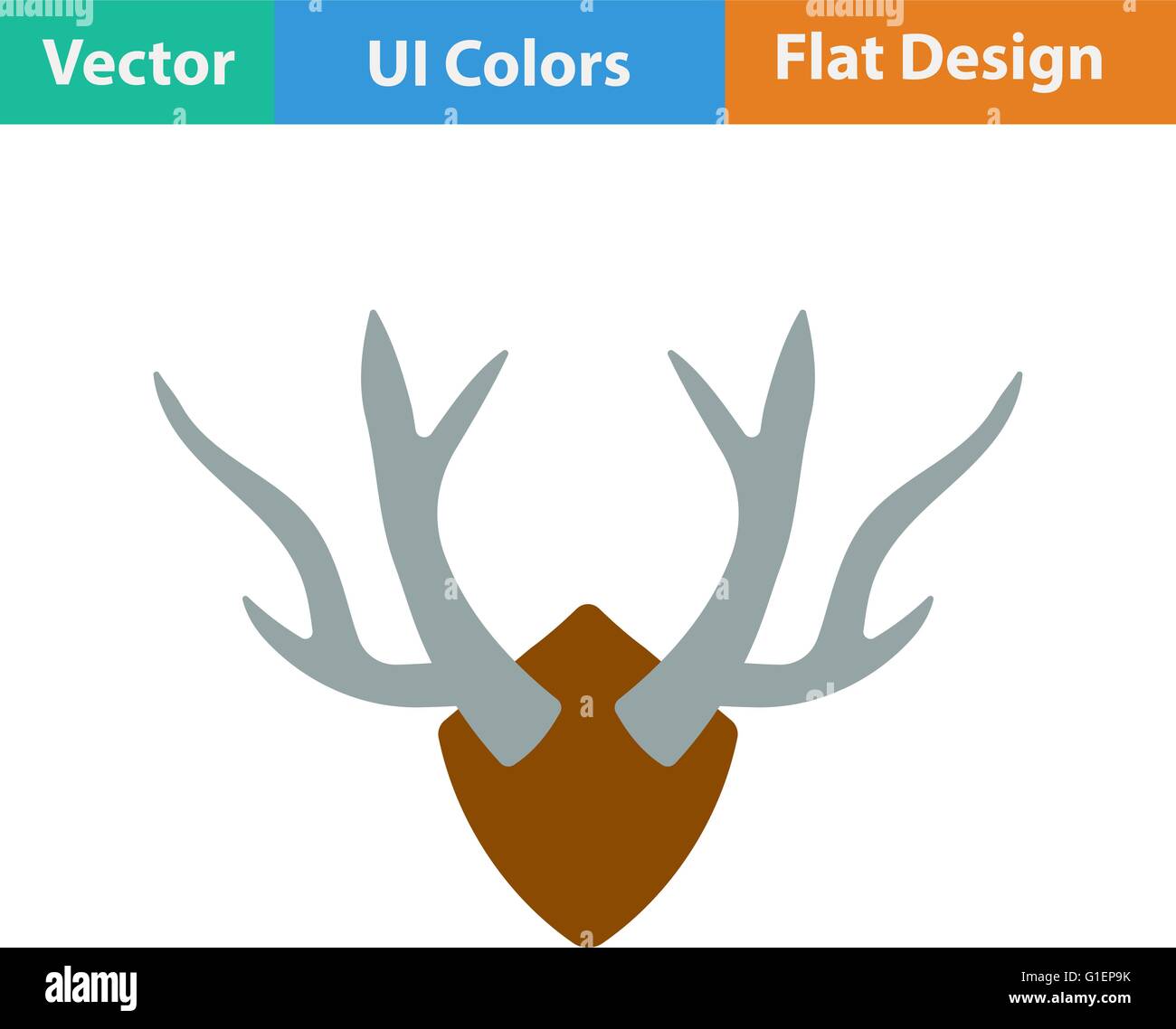 Flat design icon of deer's antlers in ui colors. Vector illustration ...