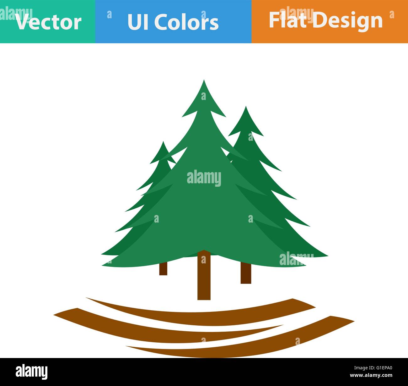 Flat design icon of fir forest in ui colors. Vector illustration Stock ...