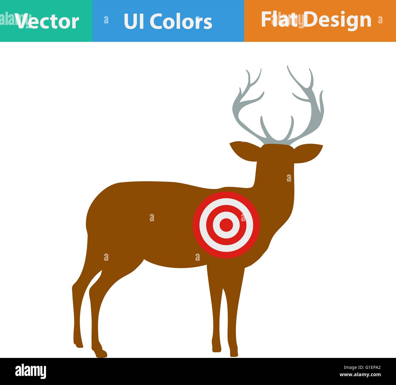 Flat design icon of deer silhouette with target in ui colors. Vector ...