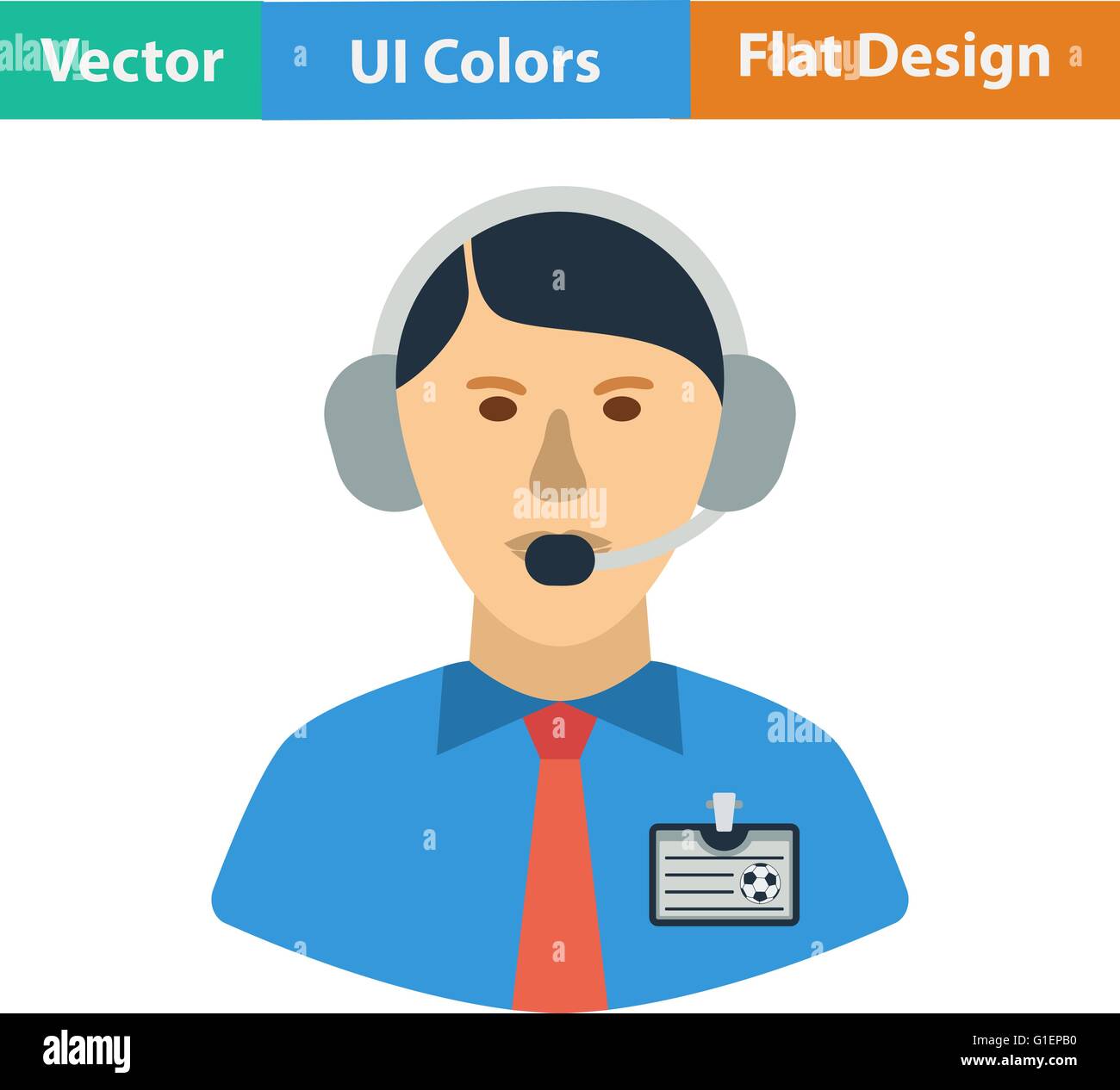 Flat design icon of football commentator in ui colors. Vector ...