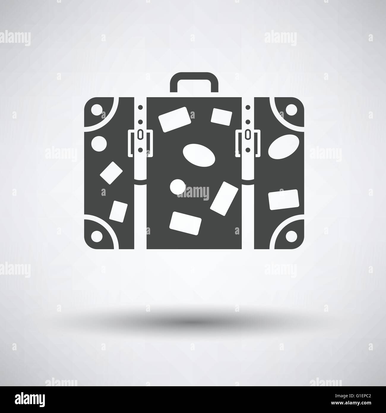 Suitcase icon on gray background with round shadow. Vector illustration ...
