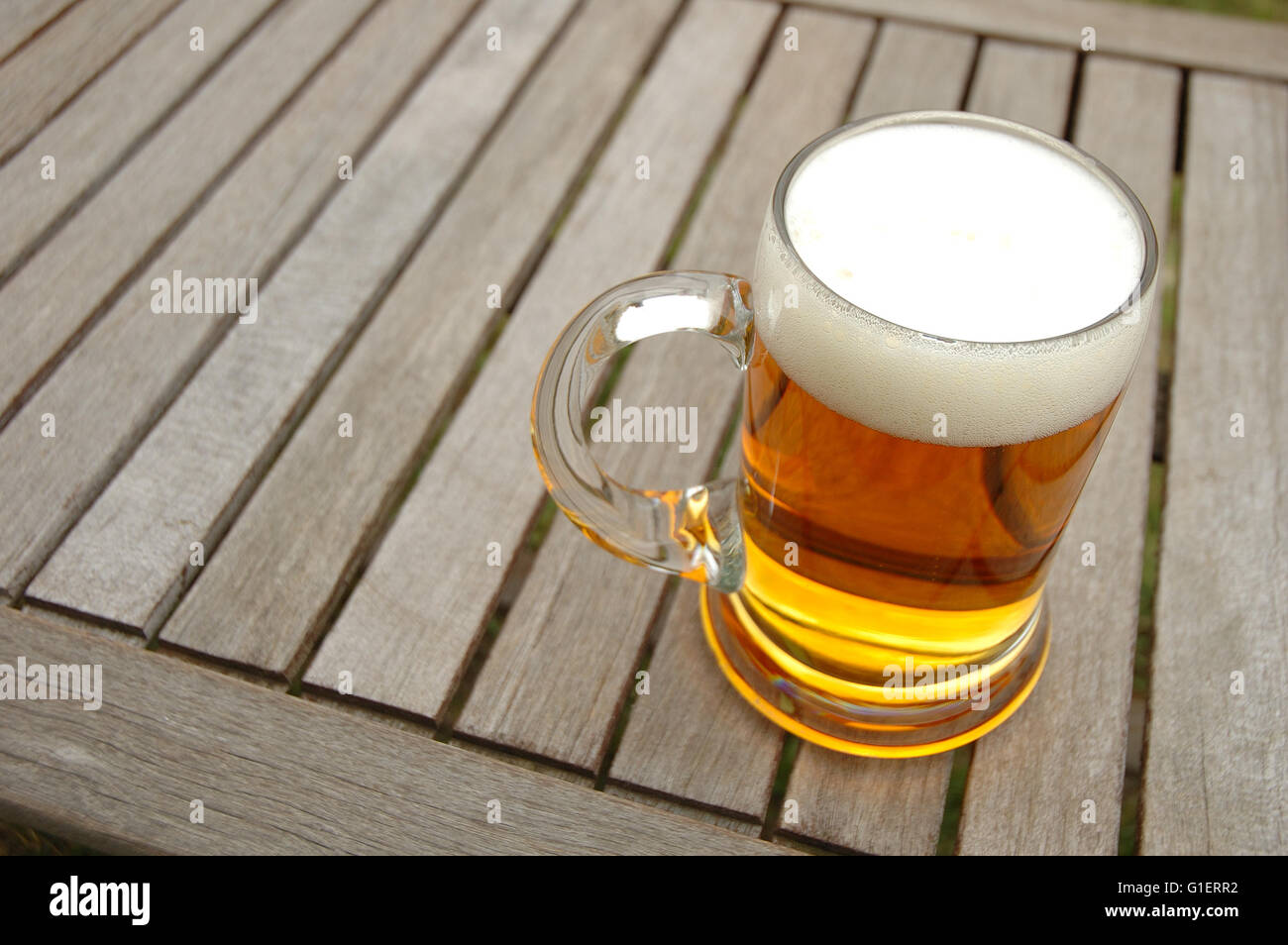 Beer mug on wooden hi-res stock photography and images - Alamy