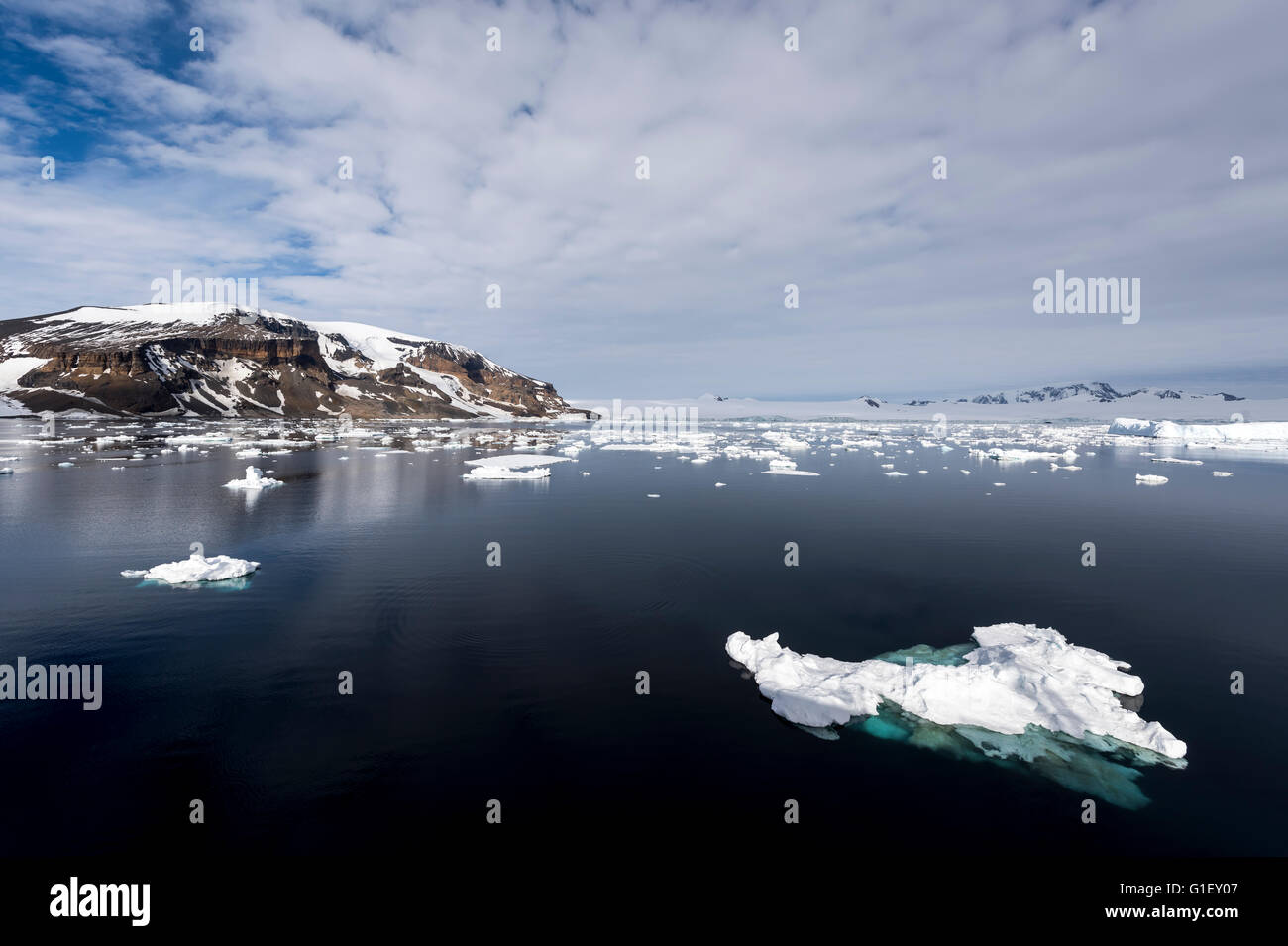 Floating ice and mountains Brown Bluff Antarctic Peninsula Antarctica ...