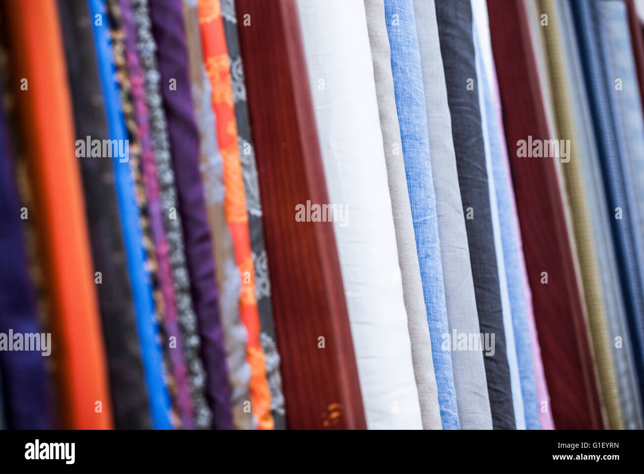 Many types of fine cloth at a bespoke tailor shop Stock Photo - Alamy