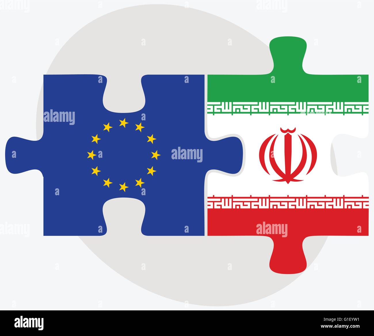 Vector Image - European Union and Iran Flags in puzzle isolated on ...
