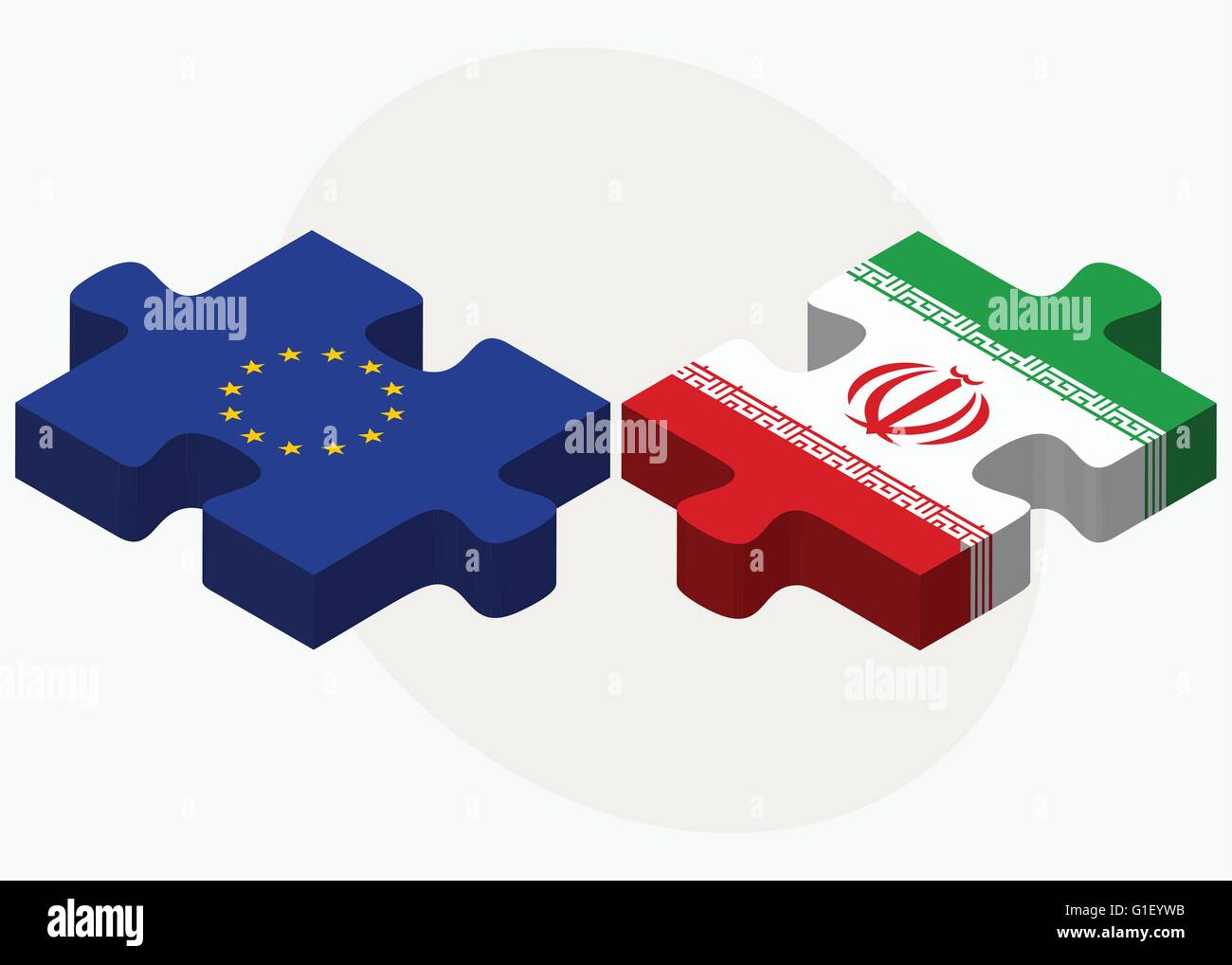 Vector Image - European Union and Iran Flags in puzzle isolated on ...