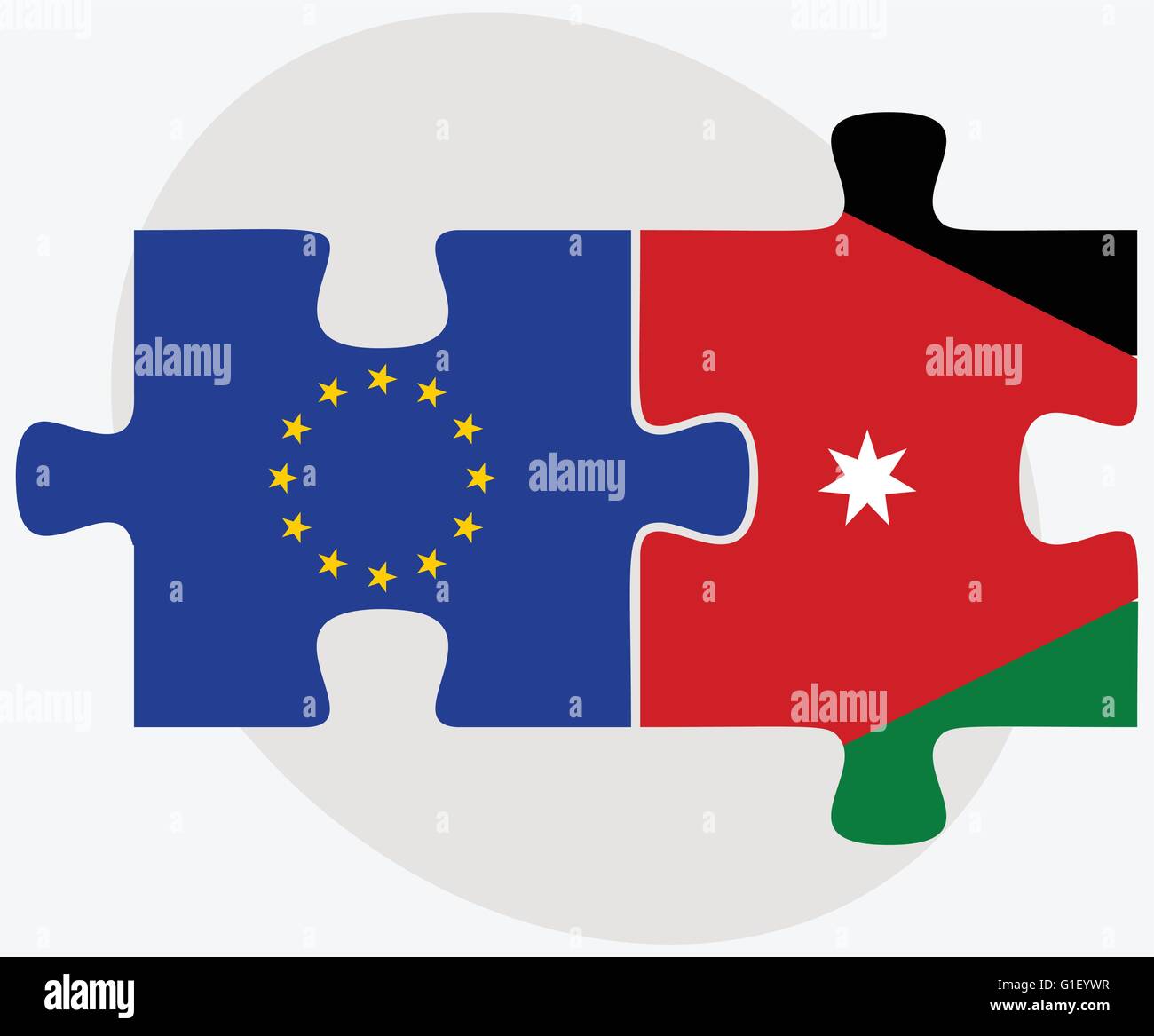 Vector Image - European Union and Jordan Flags in puzzle isolated on ...