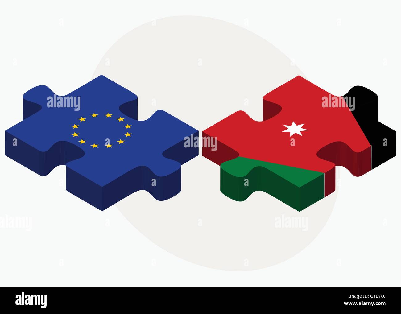 Vector Image - European Union and Jordan Flags in puzzle isolated on ...