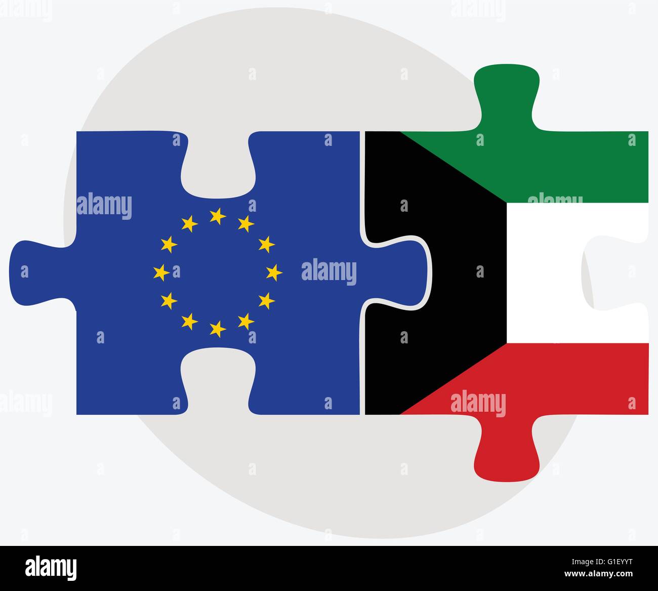 Vector Image - European Union and Kuwait Flags in puzzle isolated on ...