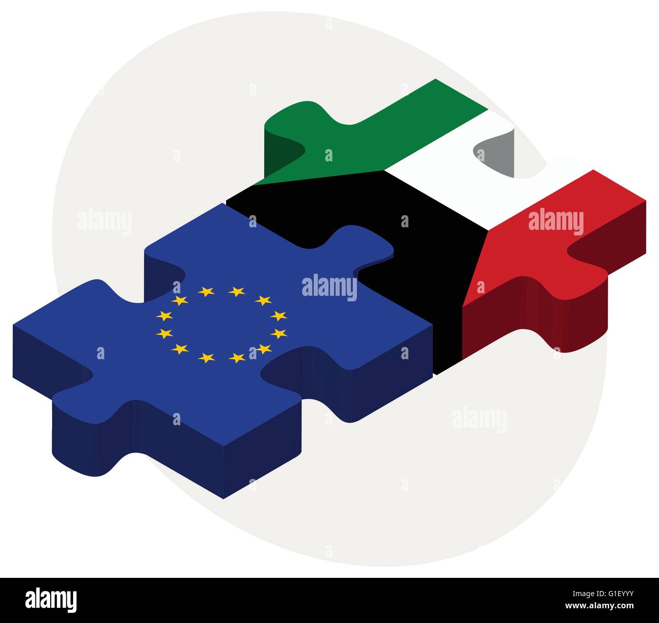 Vector Image - European Union and Kuwait Flags in puzzle isolated on ...