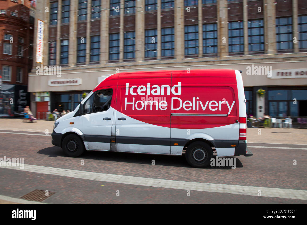 Iceland Home Delivery van, on-line shopping orders, a food truck in ...