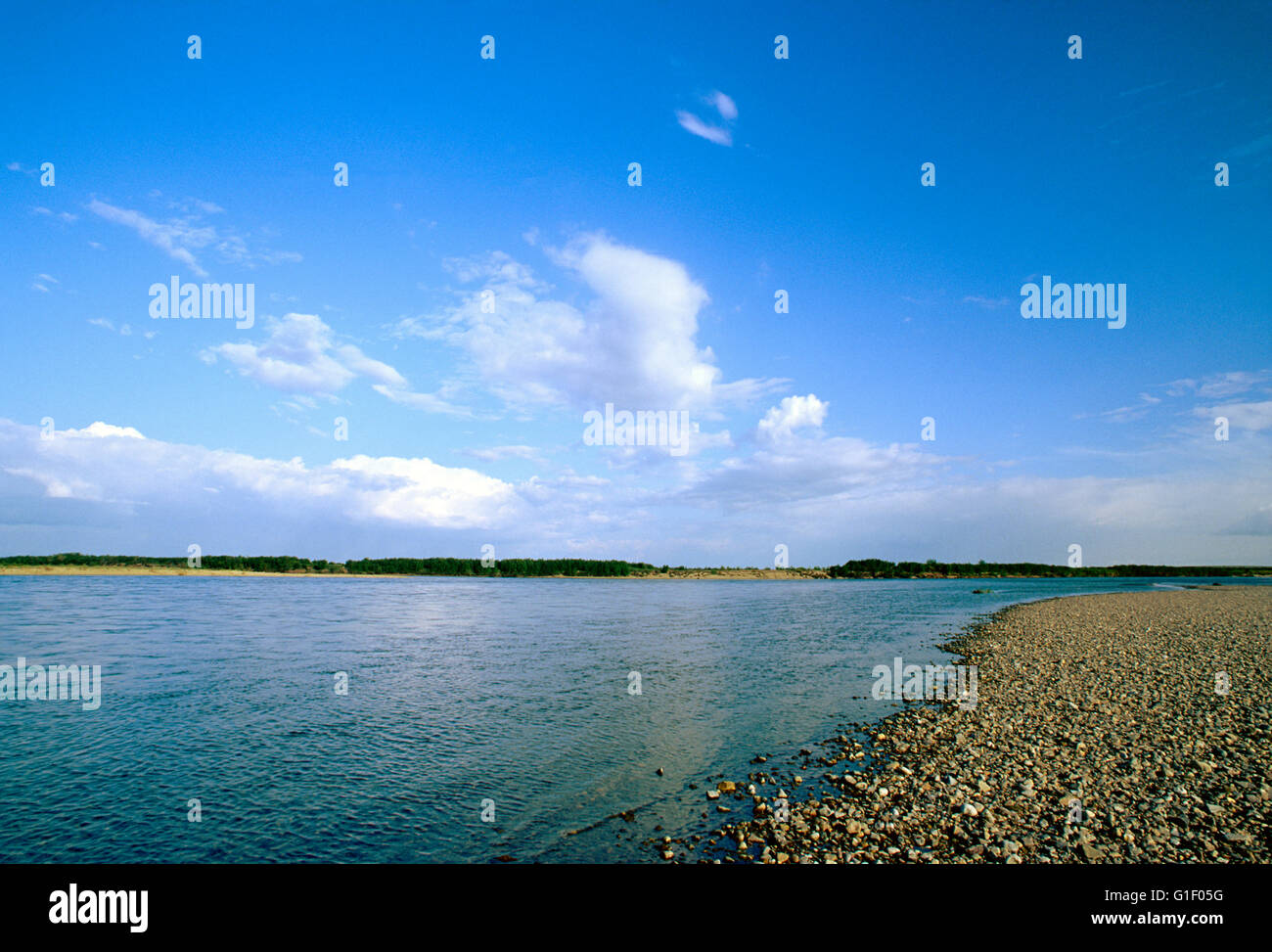 Panorama view of Belaya River; Siberia; Chukchi Peninsula; Magadan ...