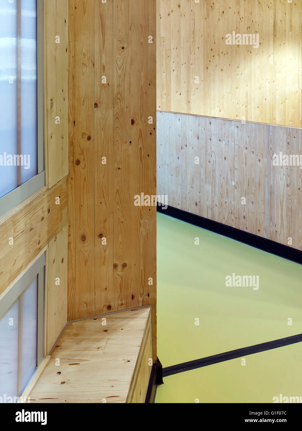 Structure, built-in bench and floor. Graveney School, Sixth Form Block ...