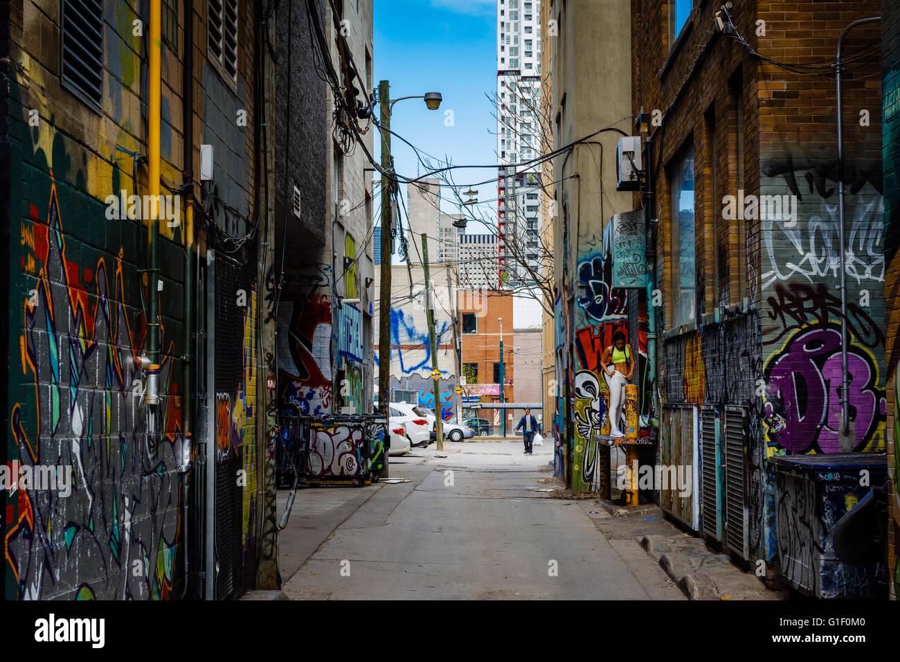 Colorful street art in Graffiti Alley, in the Fashion District of ...