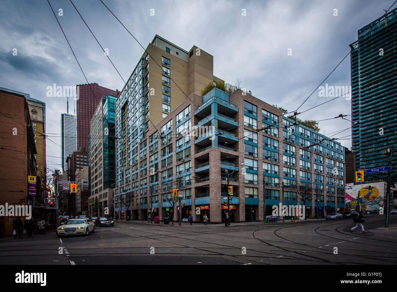 The intersection of Church Street and King Street in downtown Toronto ...