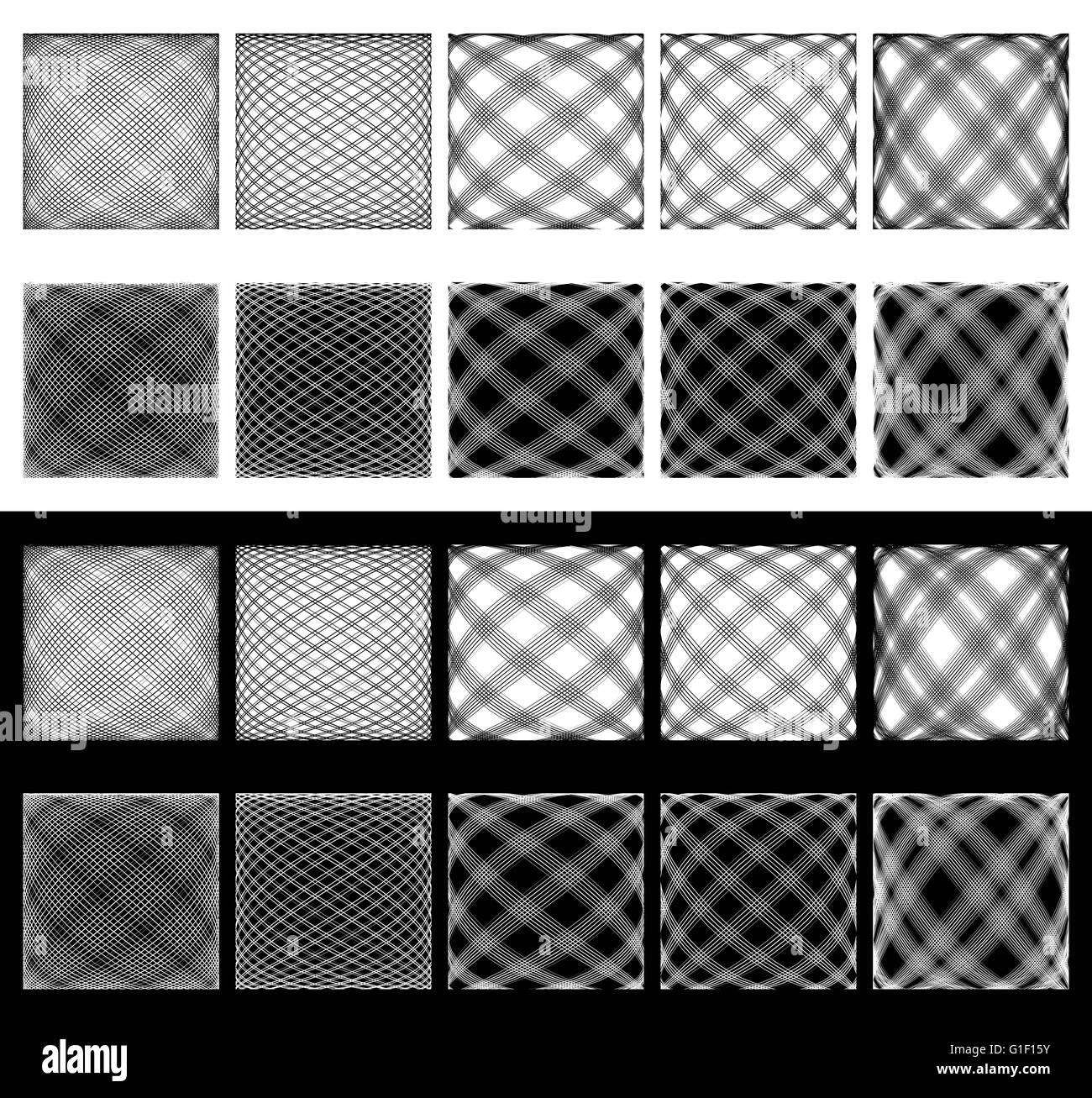 Set of irregular grids, meshes. Intersecting lines with spherical ...