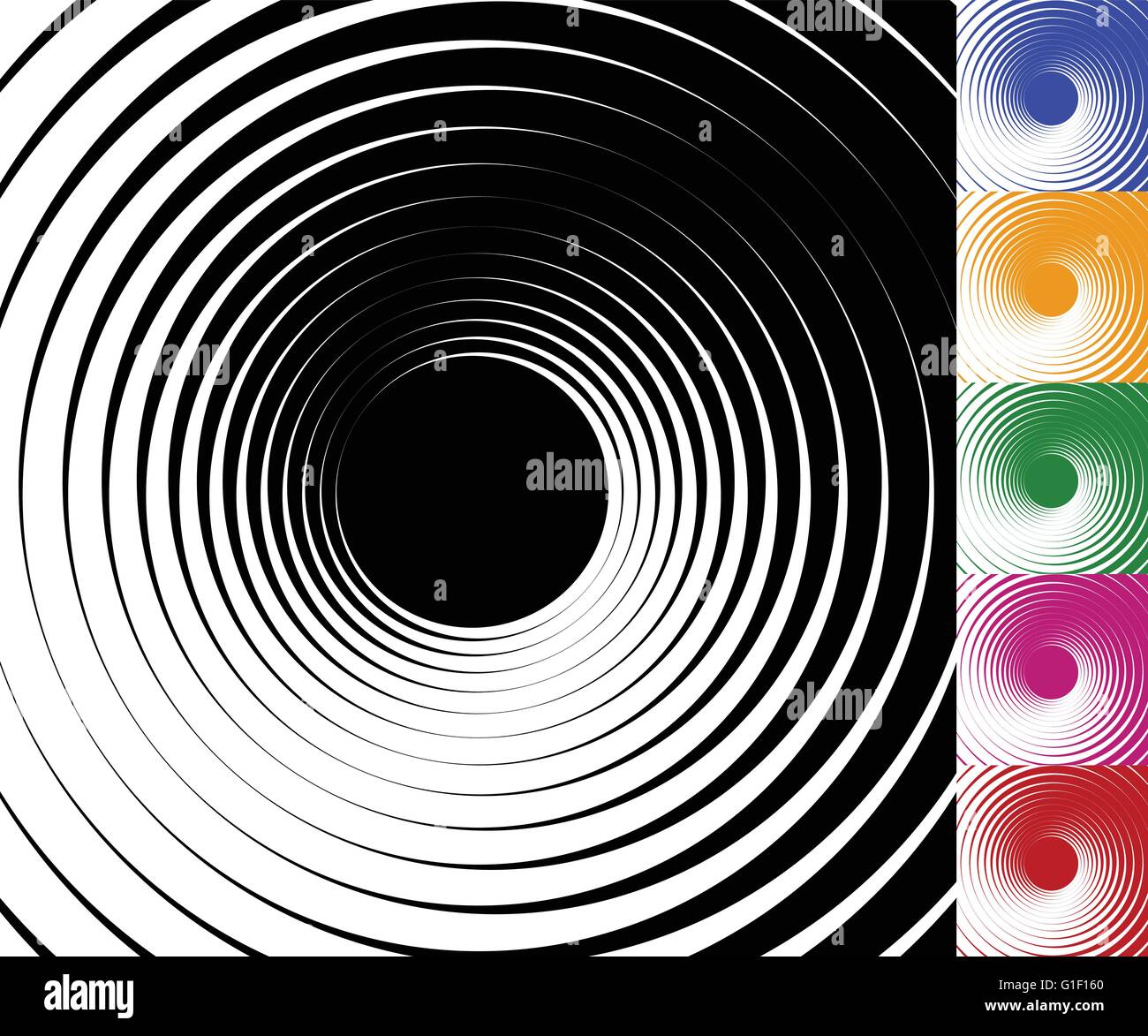 Abstract background set with concentric rotating contour lines. Set of ...