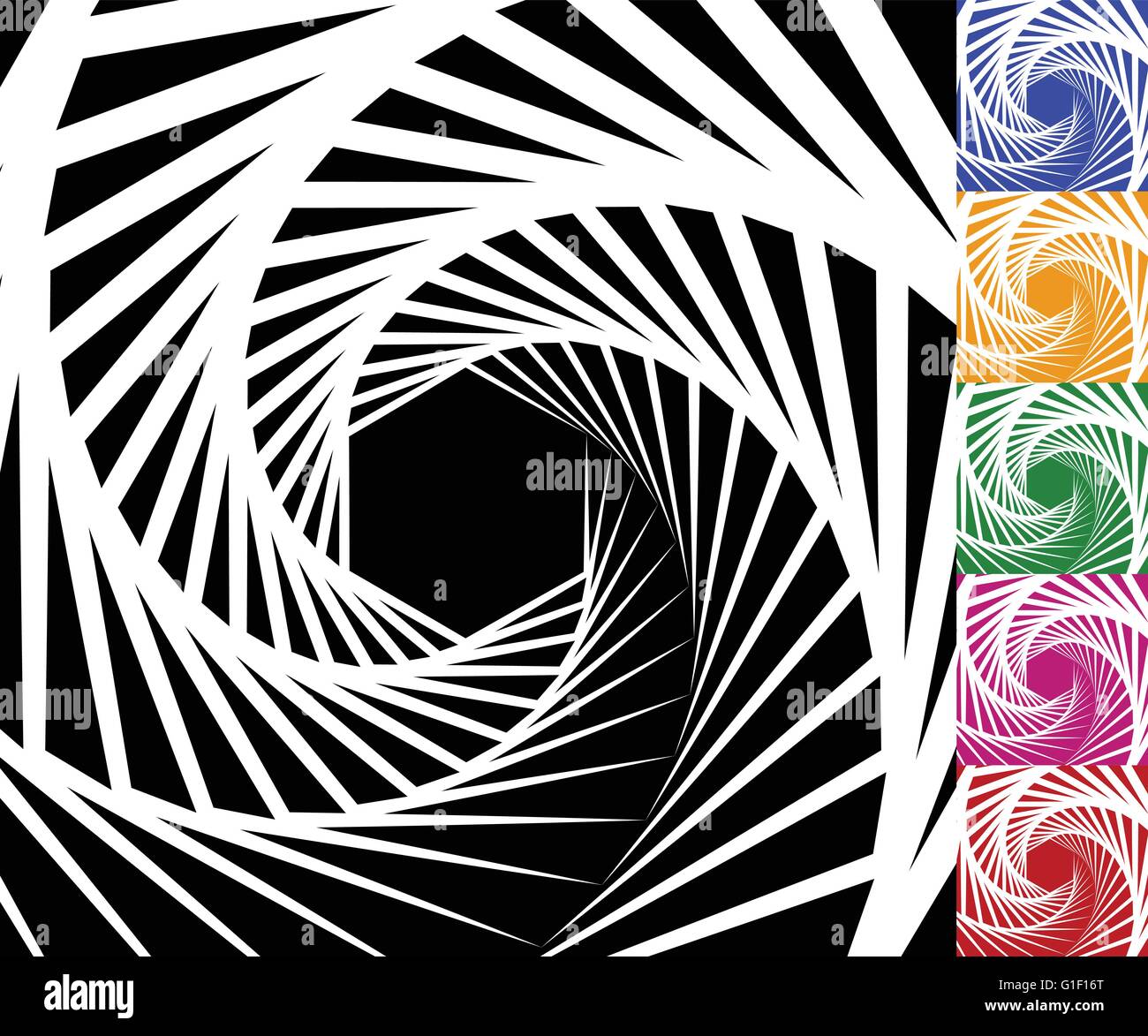 Abstract background set with concentric rotating contour lines. Set of ...