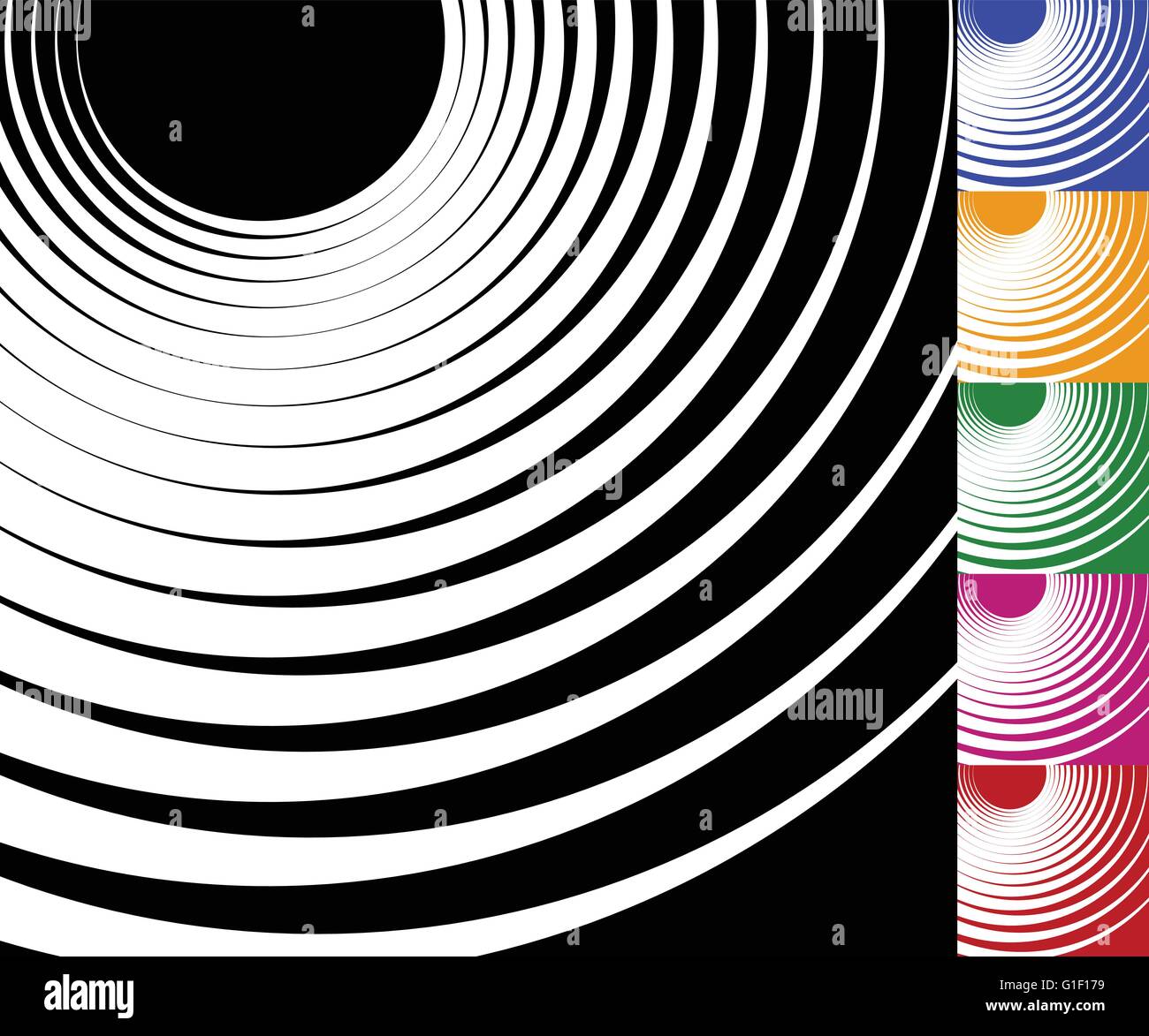 Abstract background set with concentric rotating contour lines. Set of ...