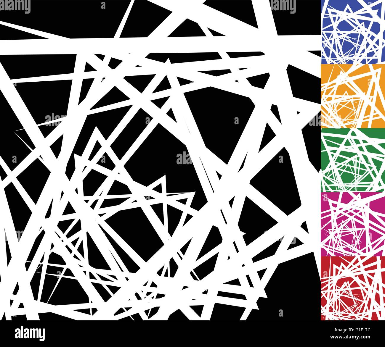 Edgy, angular background set in 6 colors. random intersecting edgy ...