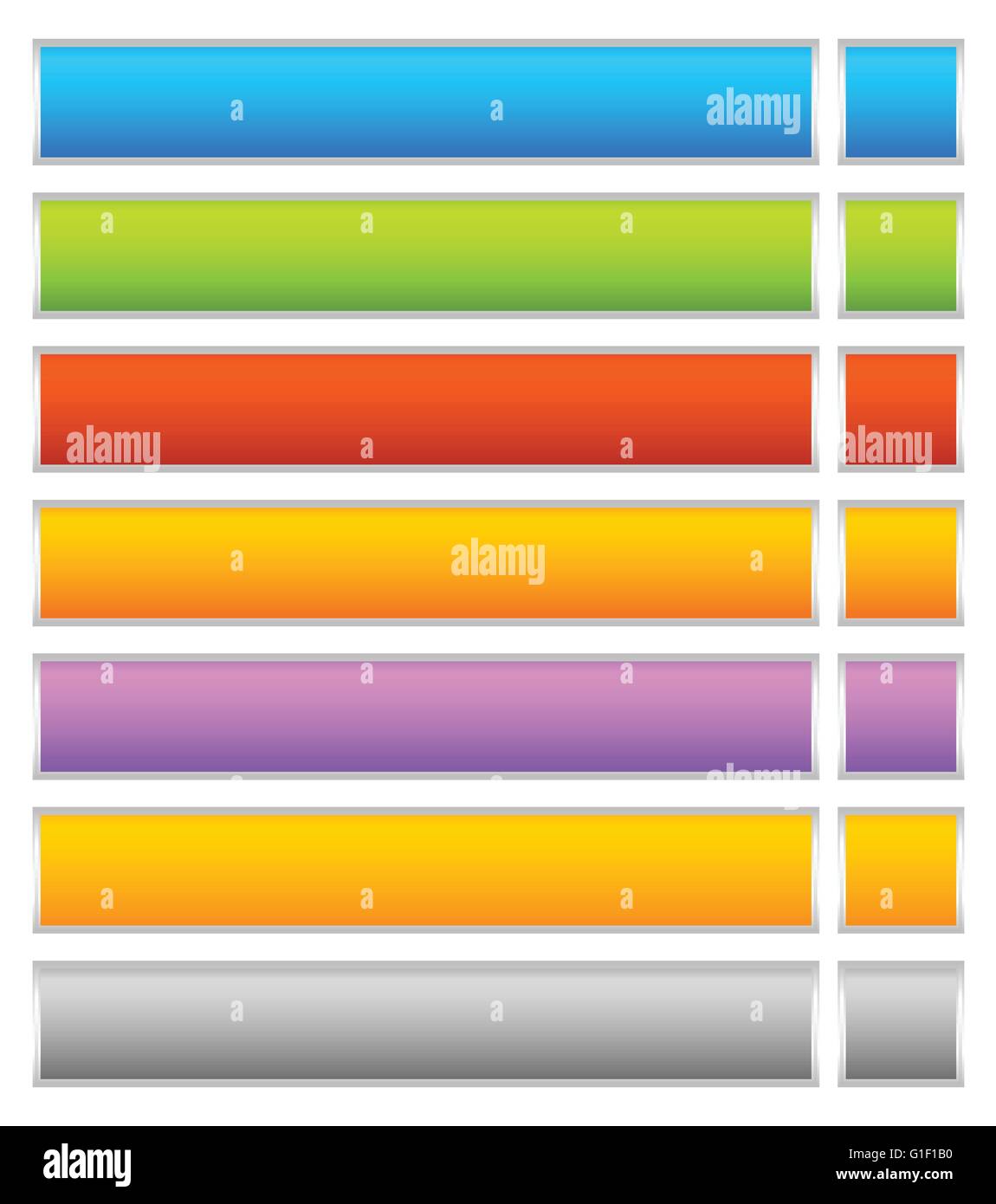 Button, banner background in 7 colors - horizontal, long button ...