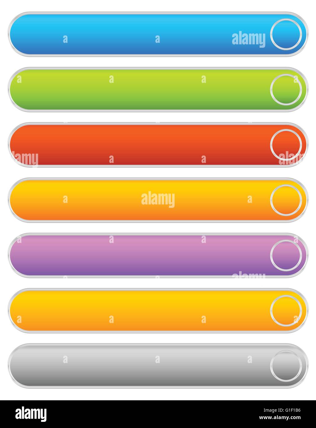 Button, banner background in 7 colors - horizontal, long button ...