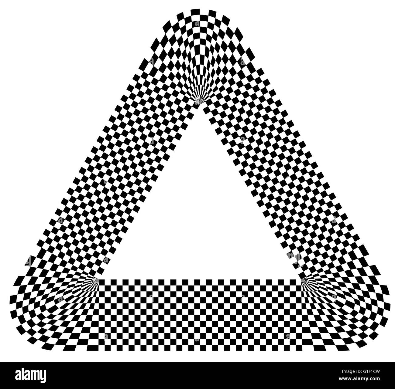 Rounded shape with checkered pattern fill. Contrasty abstract graphical ...