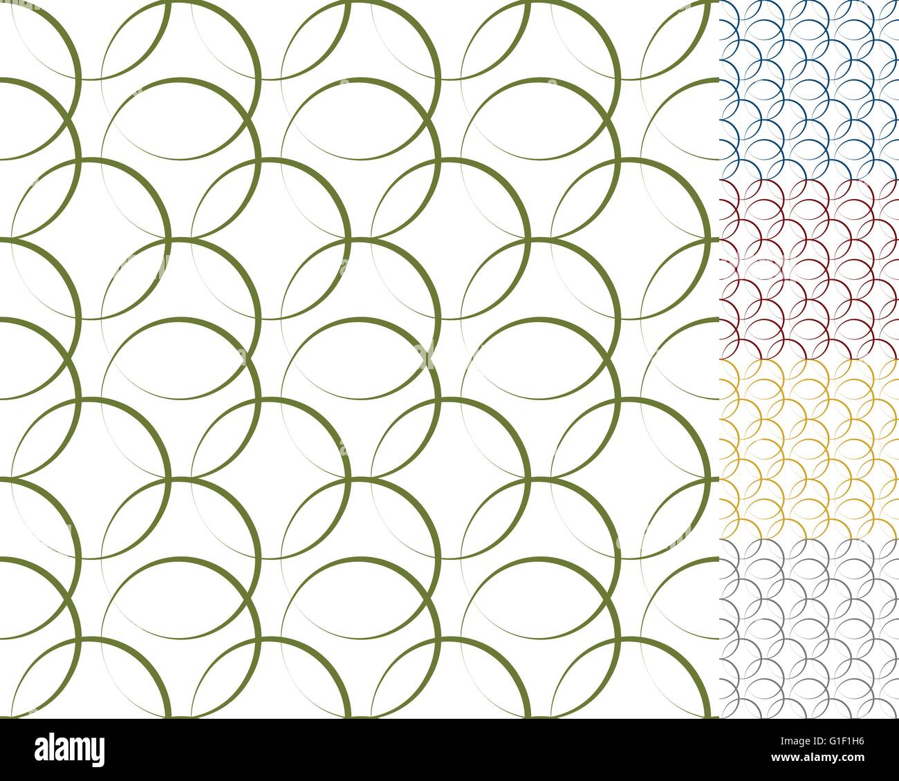 Interlocking circles, rings with dynamic outline - Set of 5 seamless ...