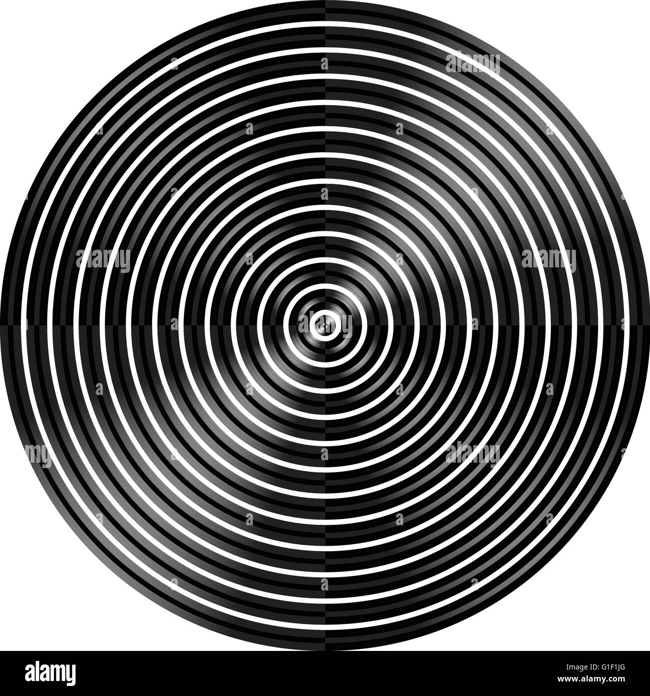 Abstract Radial Concentric Circles Rings Monochrome Visual Element On White Stock Vector