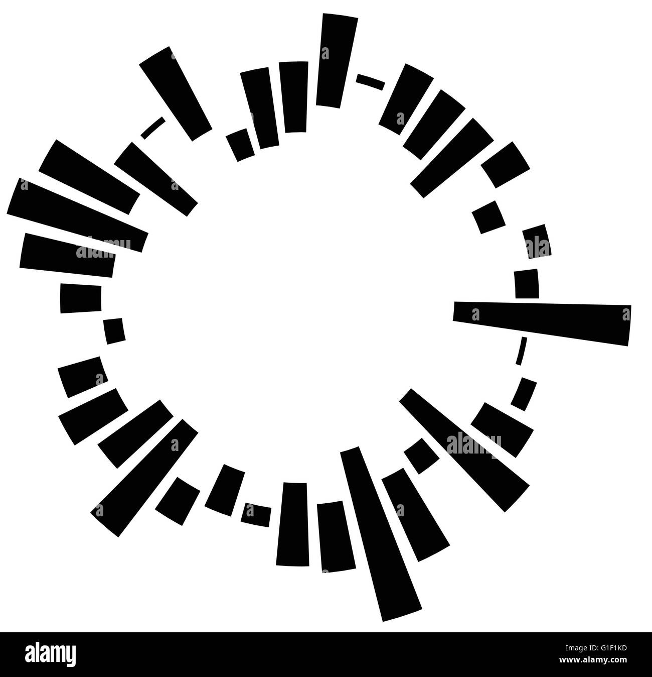 Geometric circular element with irregular radial lines, bars ...