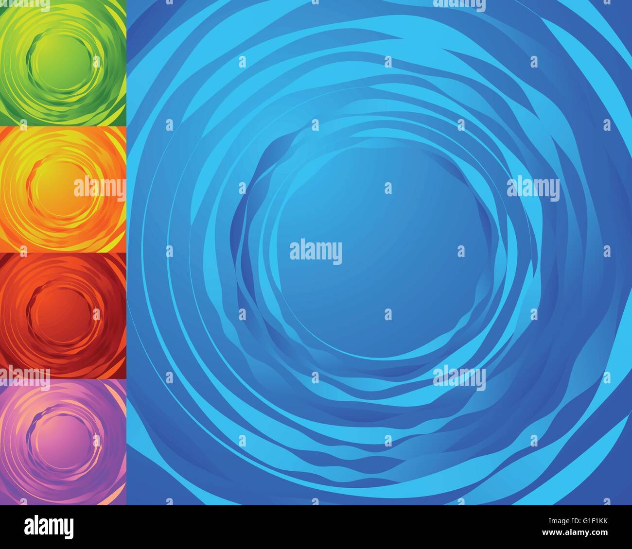 Colorful bright spirally background. Spiral, vortex background set with ...