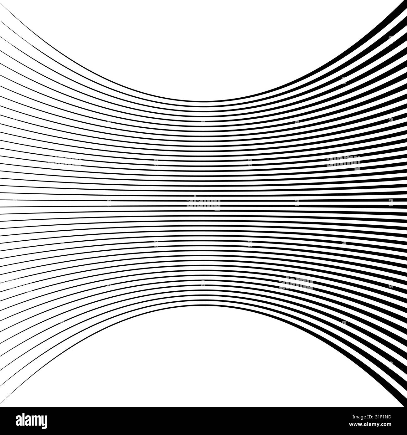 Lines with squeezed deformation effect. Abstract monochrome pattern of ...