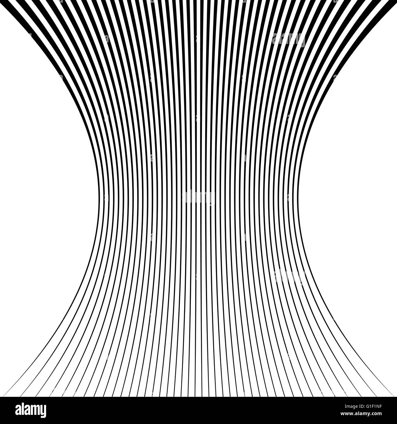 Lines with squeezed deformation effect. Abstract monochrome pattern of ...