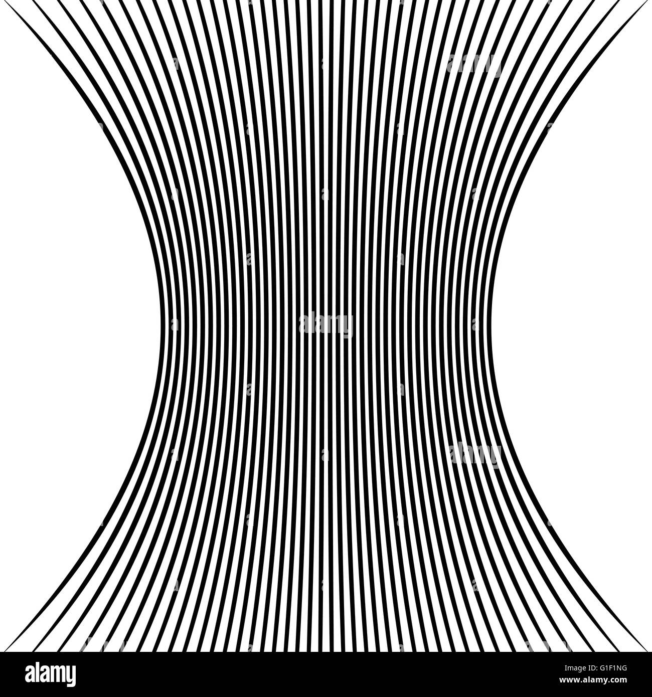 Lines with squeezed deformation effect. Abstract monochrome pattern of ...
