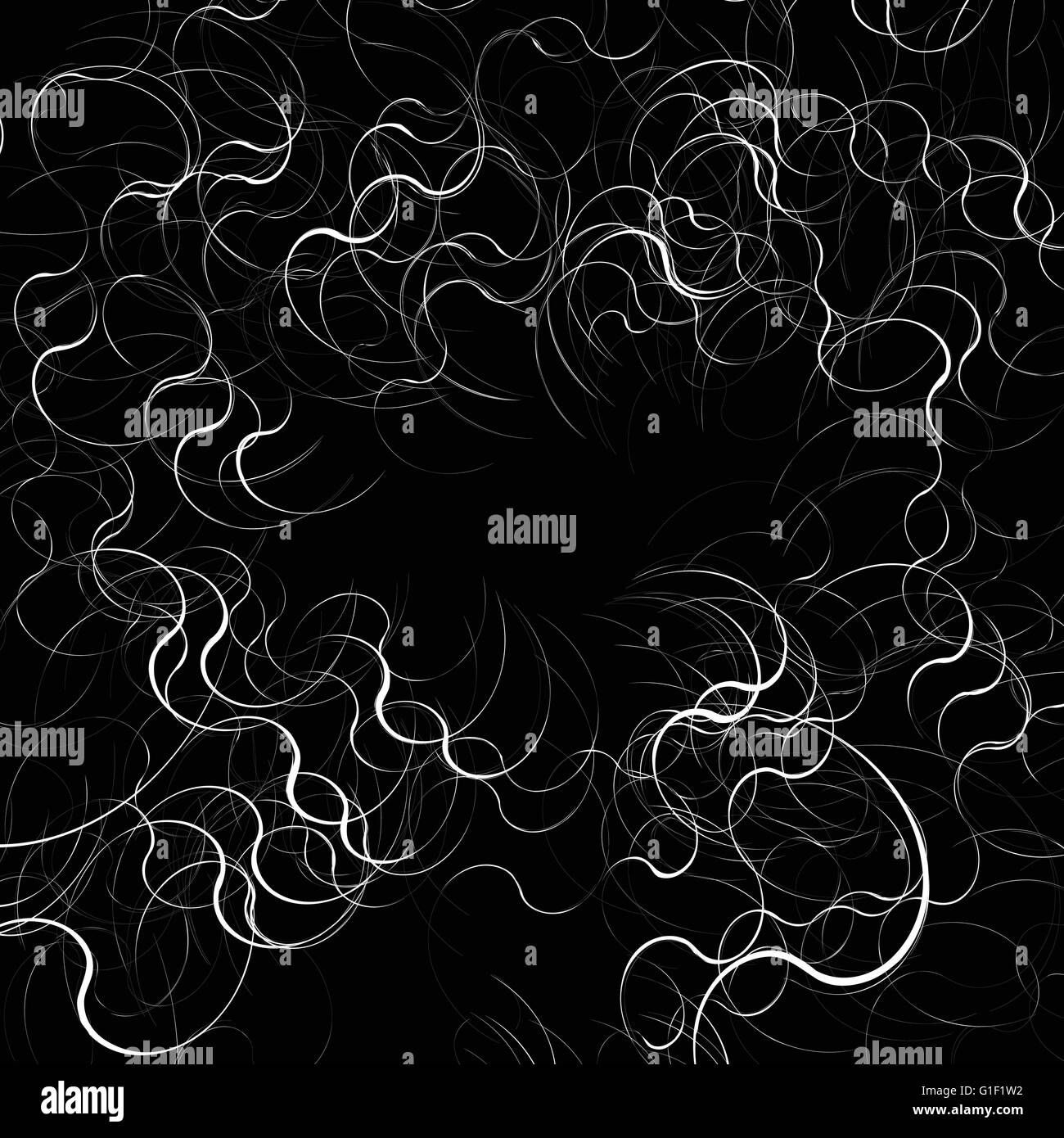 Curly, curved random lines. Abstract monochrome texture, pattern Stock ...