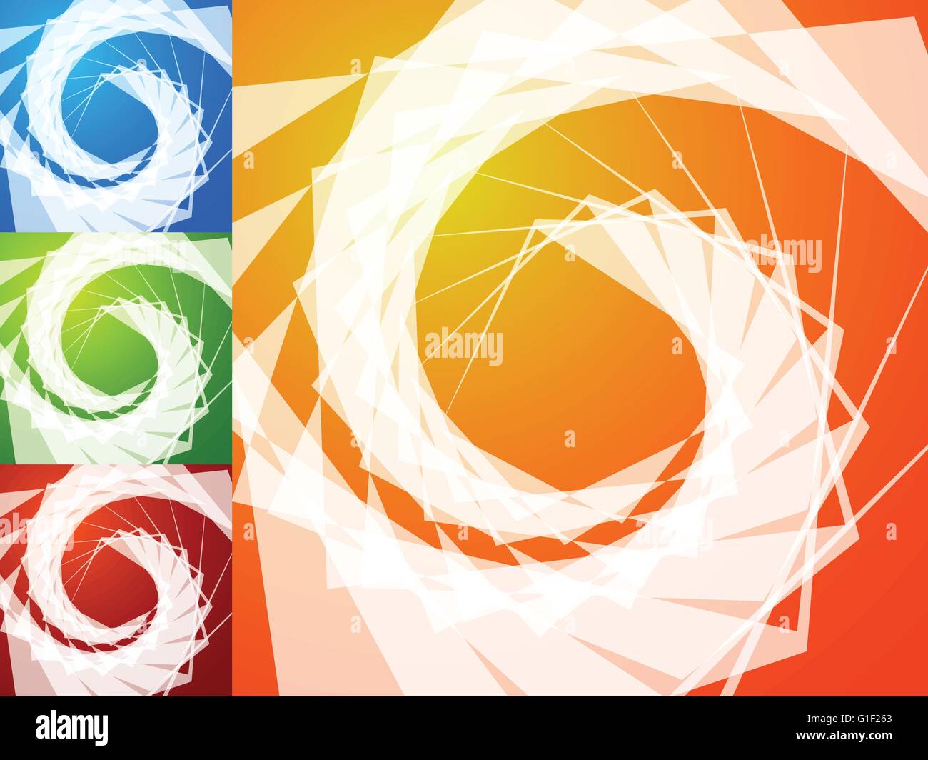 Colorful bright spirally background. Spiral, vortex background set with ...