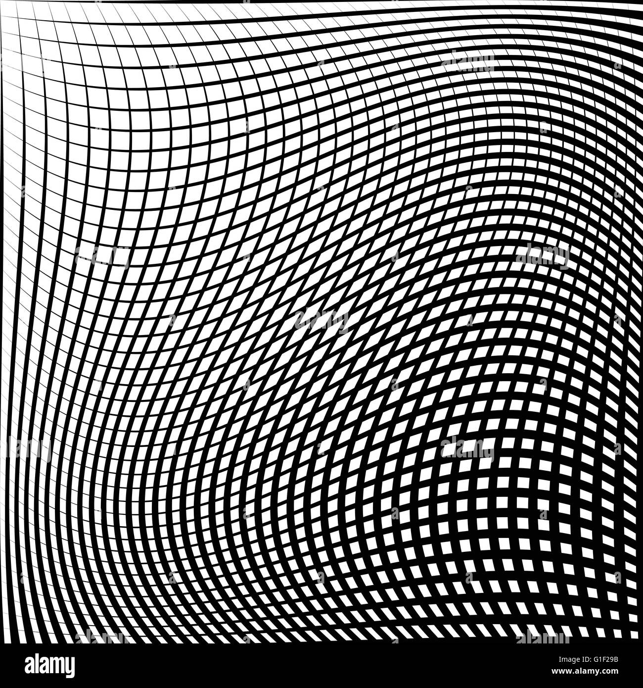 Abstract grid, mesh pattern with distortion effect. Abstract monochrome pattern, artistic ...