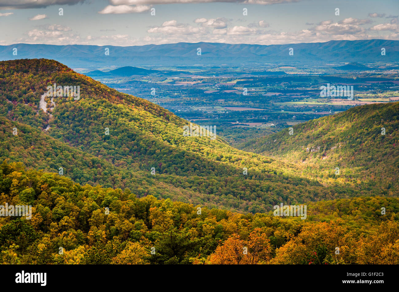 Early Autumn View Of The Shenandoah Valley Seen From Skyline Drive In