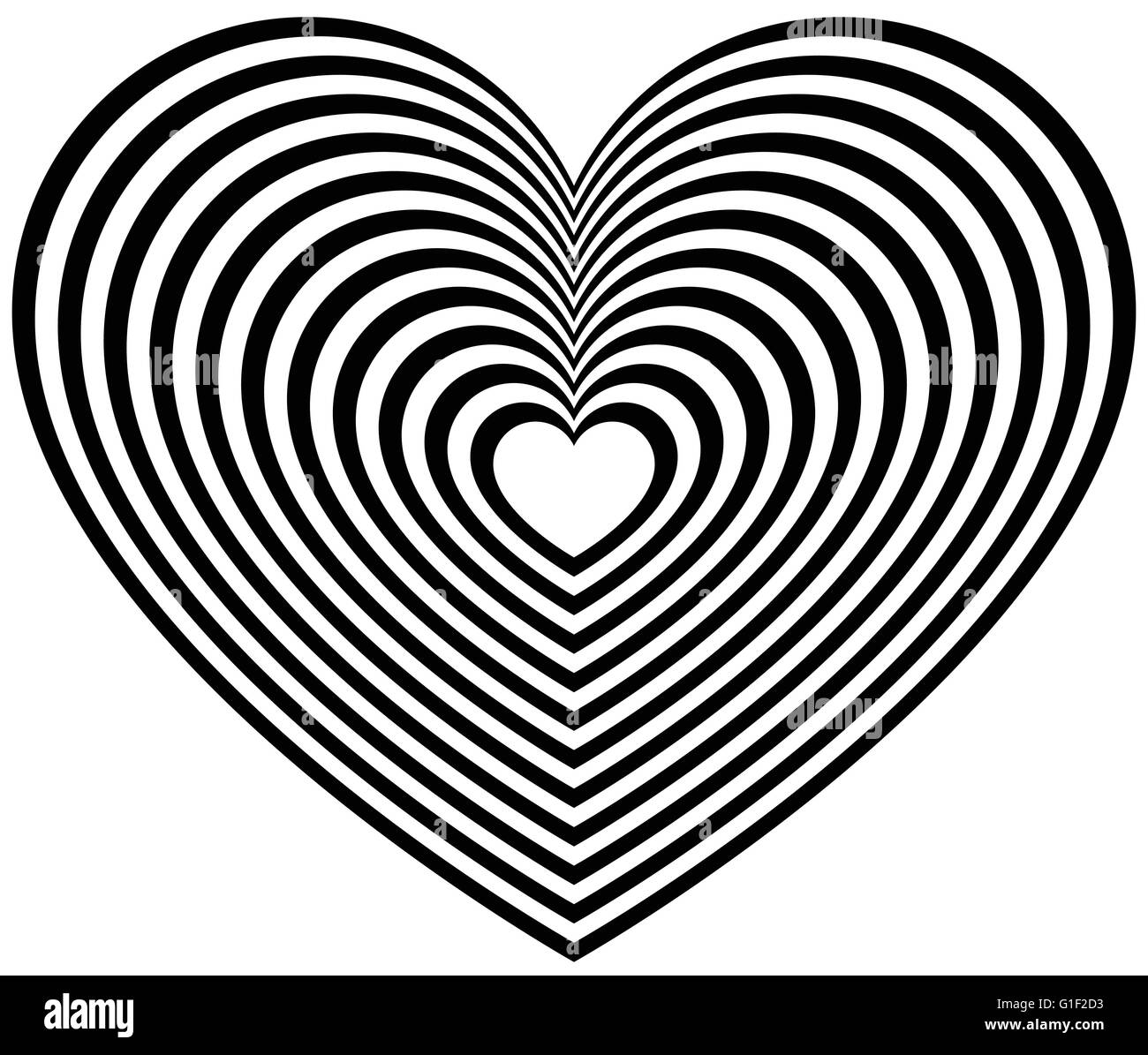 Heart shape with radiating outlines. Stylized heart shape for love ...