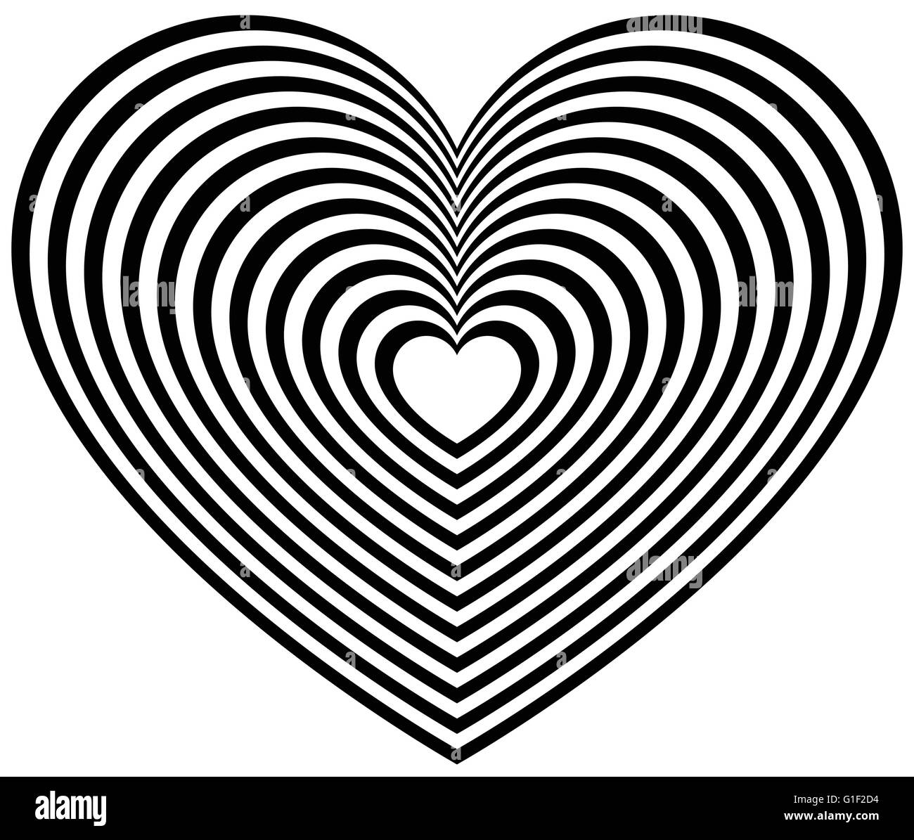 Heart shape with radiating outlines. Stylized heart shape for love ...