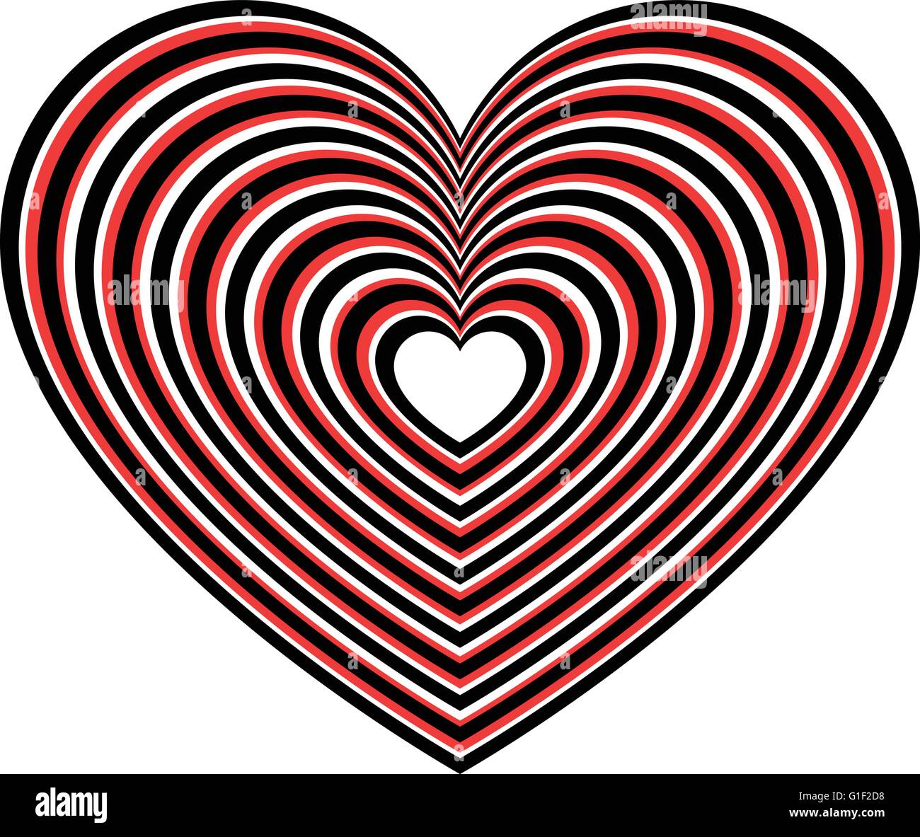 Heart shape with radiating outlines. Stylized heart shape for love ...
