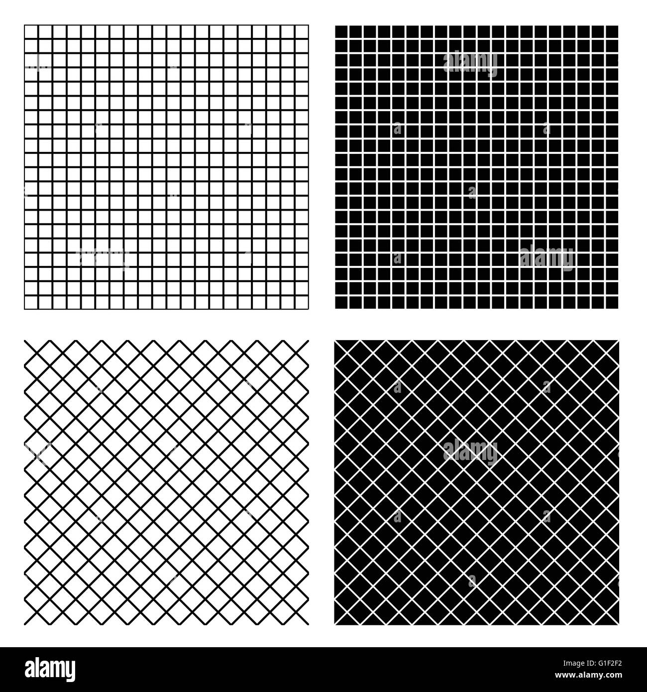 Grid, mesh textures. Set of repeatable monochrome patterns, backgrounds ...