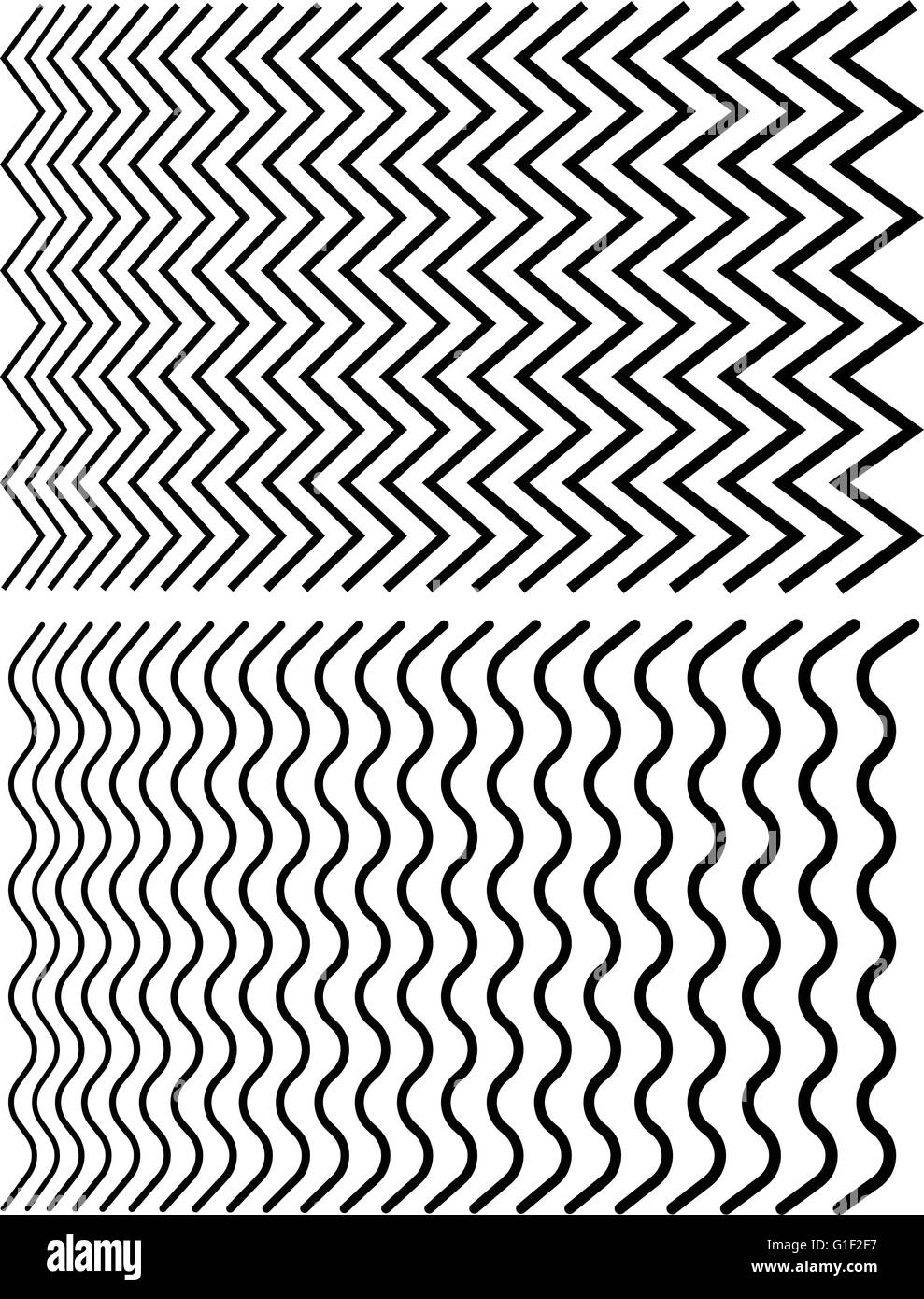Irregular lines. Set of distorted lines from thin to thick Stock Vector ...