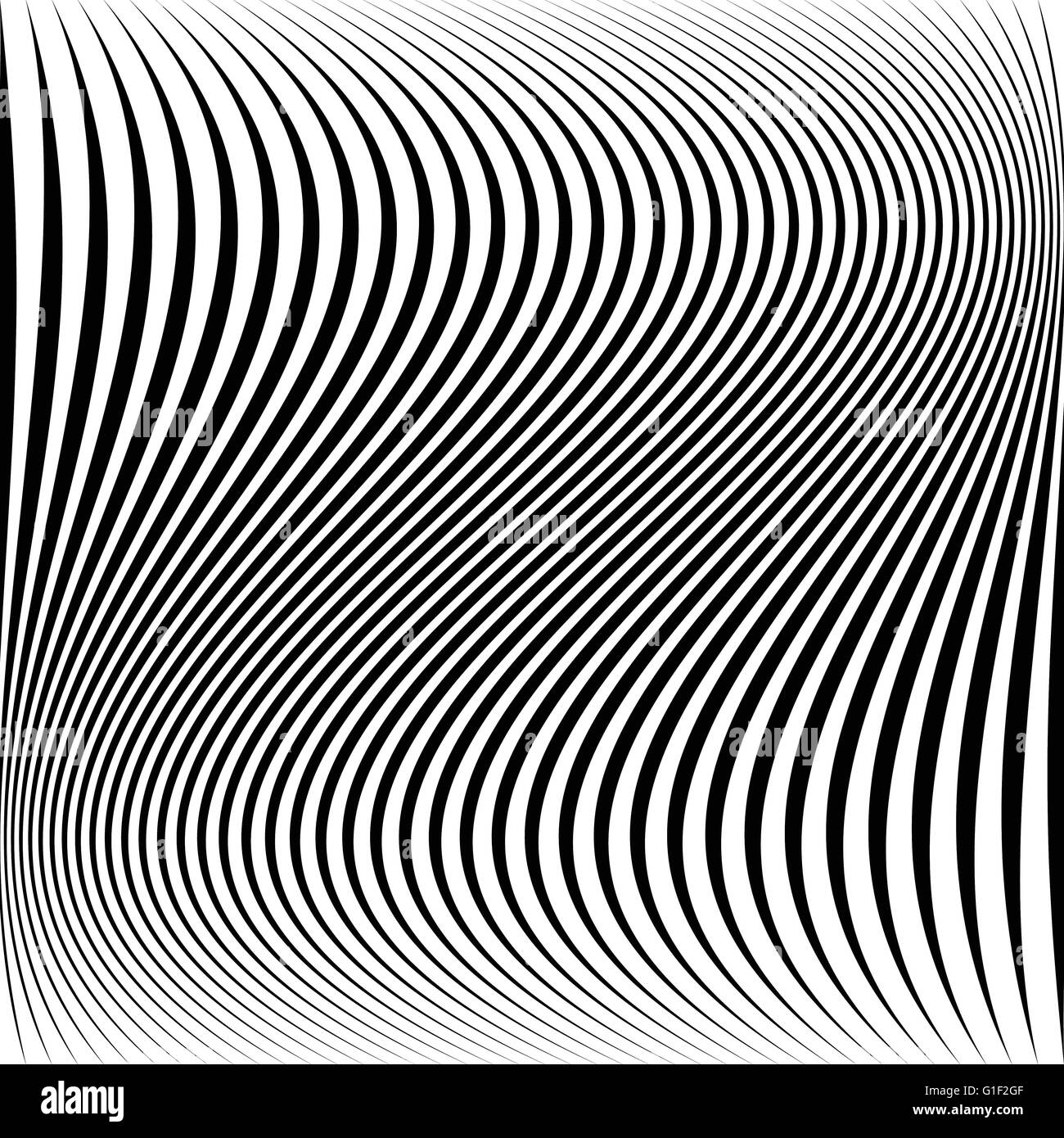 Wavy dynamic irregular lines pattern. Stripes with waving distortion ...