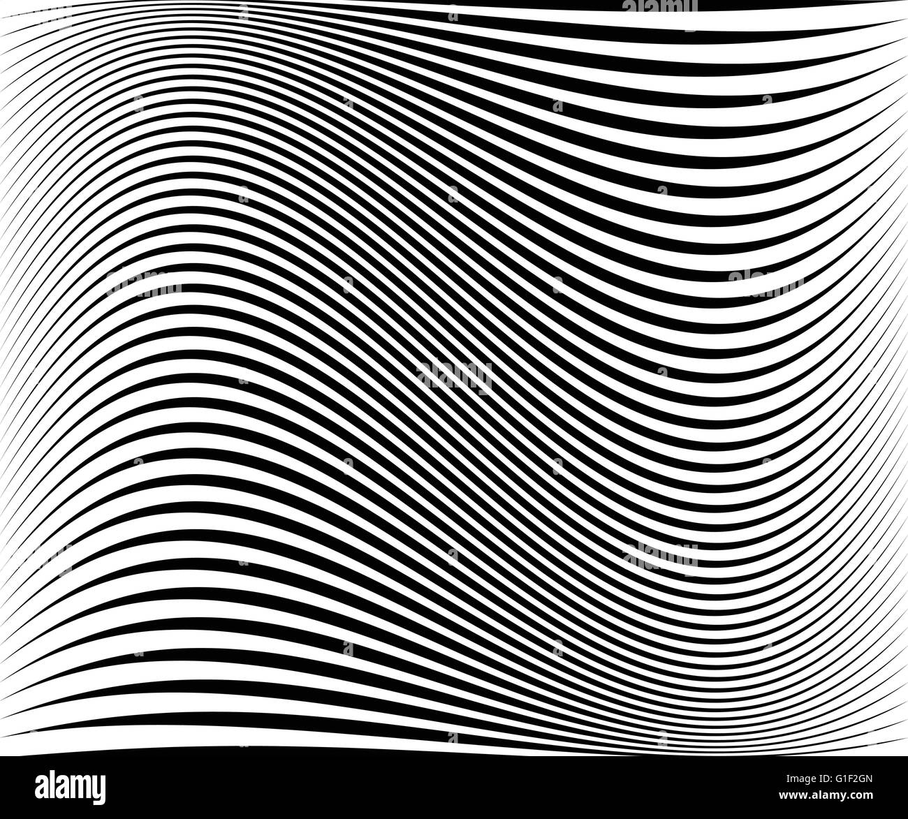 Wavy dynamic irregular lines pattern. Stripes with waving distortion ...