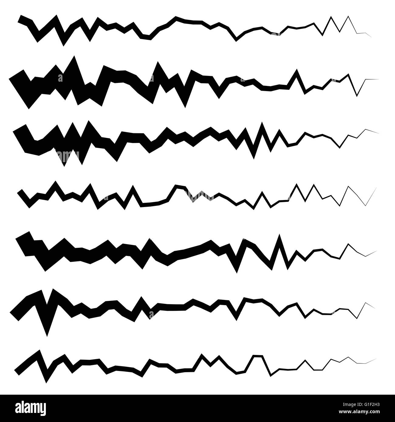 Abstract irregular line set. Different wavy, zigzag dividers, lines ...
