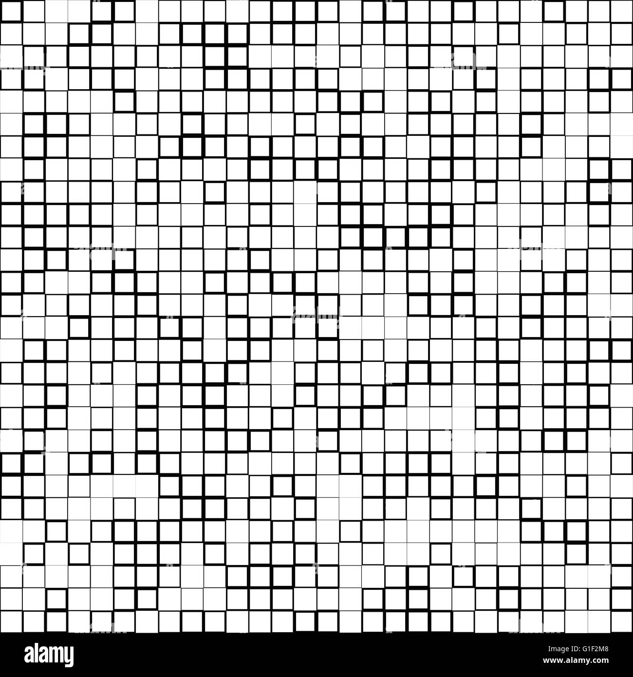 Mosaic pattern with random squares - Black and white geometric texture ...
