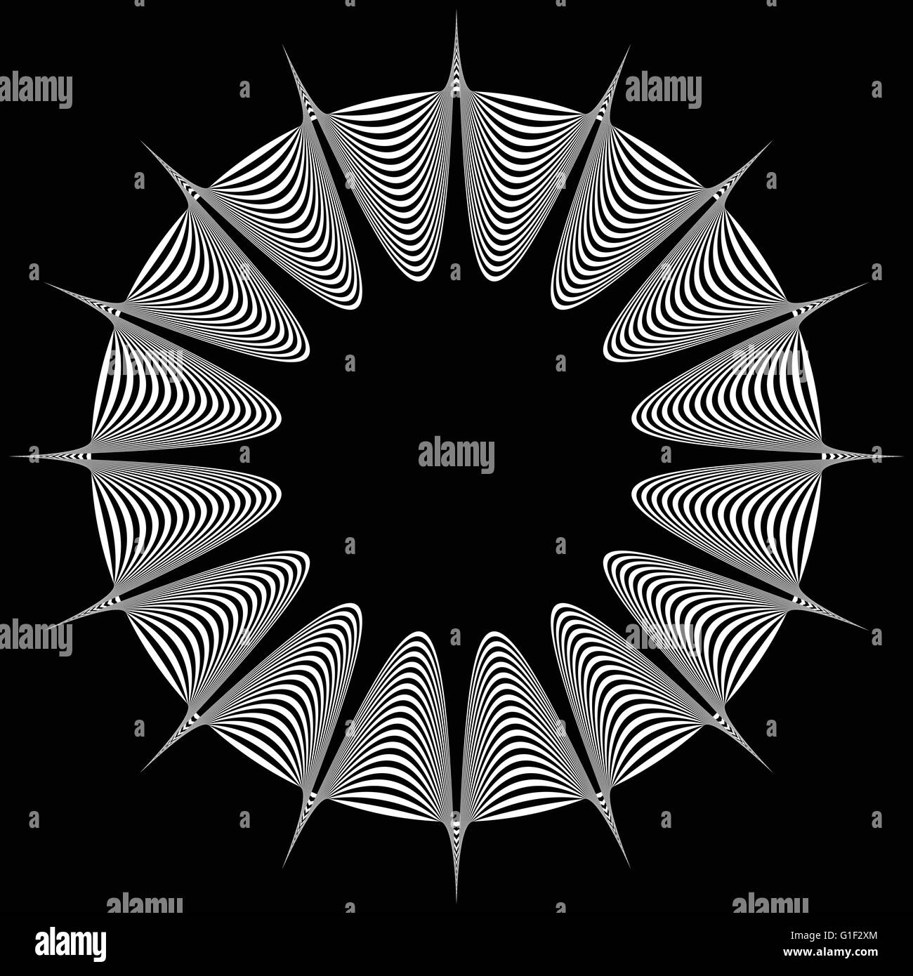 Abstract pointed element. Pointed, spiky shape blending into a circle ...